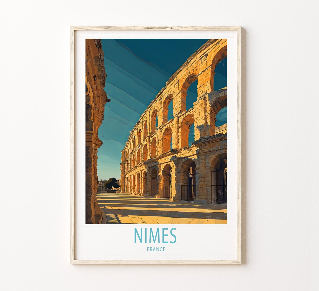 Nimes France Travel Poster, France Travel Wall Art, Nimes Travel Print ...