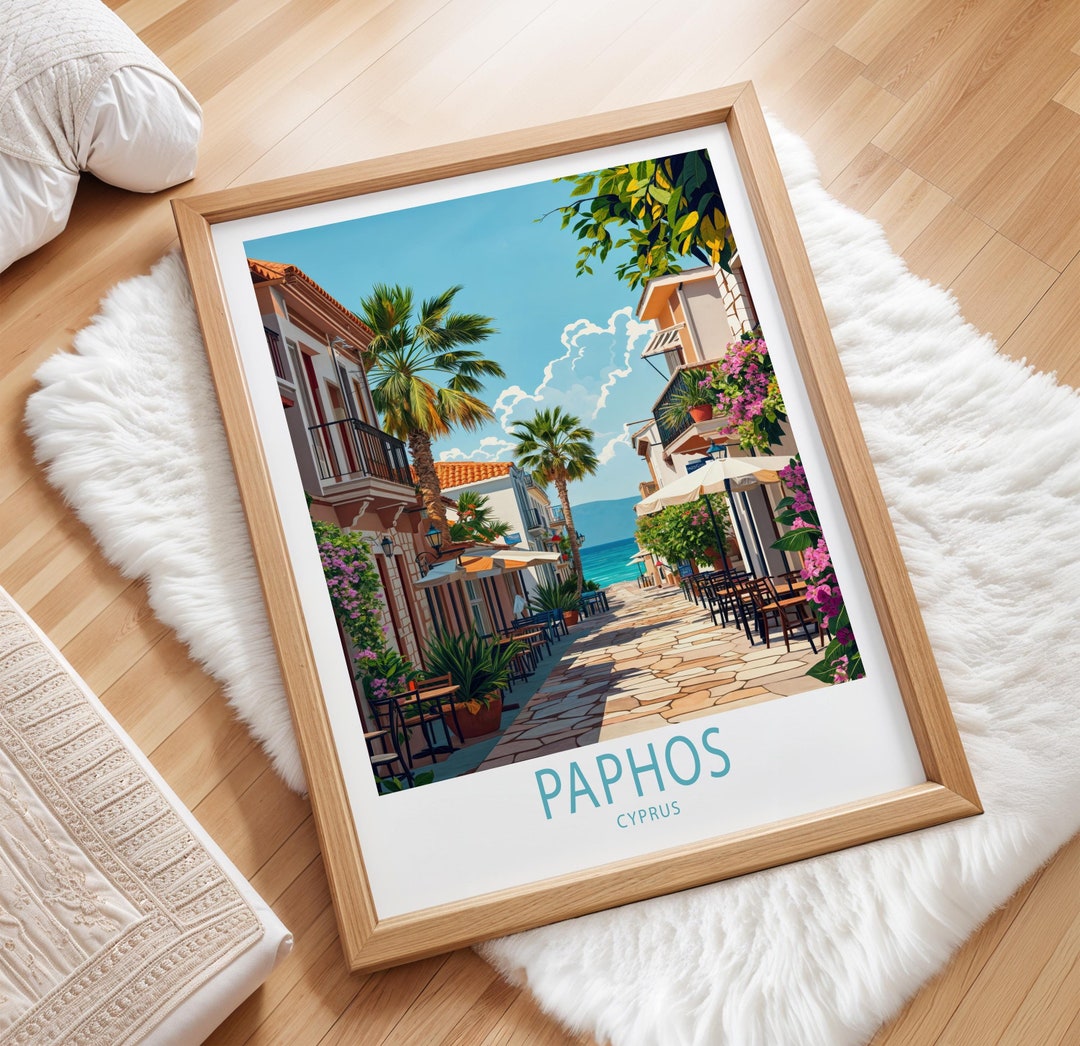 Paphos Cyprus Travel Poster, Cyprus Wall Art, Paphos Print ...