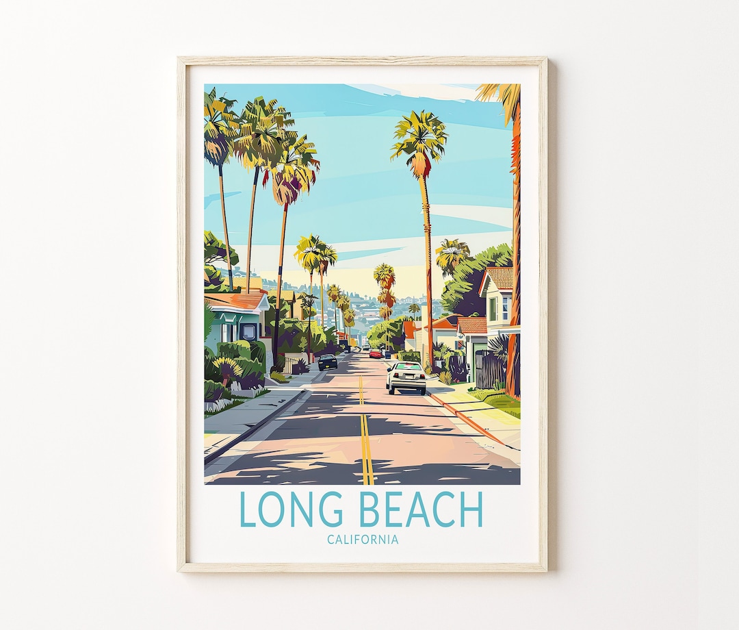 Long Beach Travel Print, California Poster, Long Beach California Wall ...