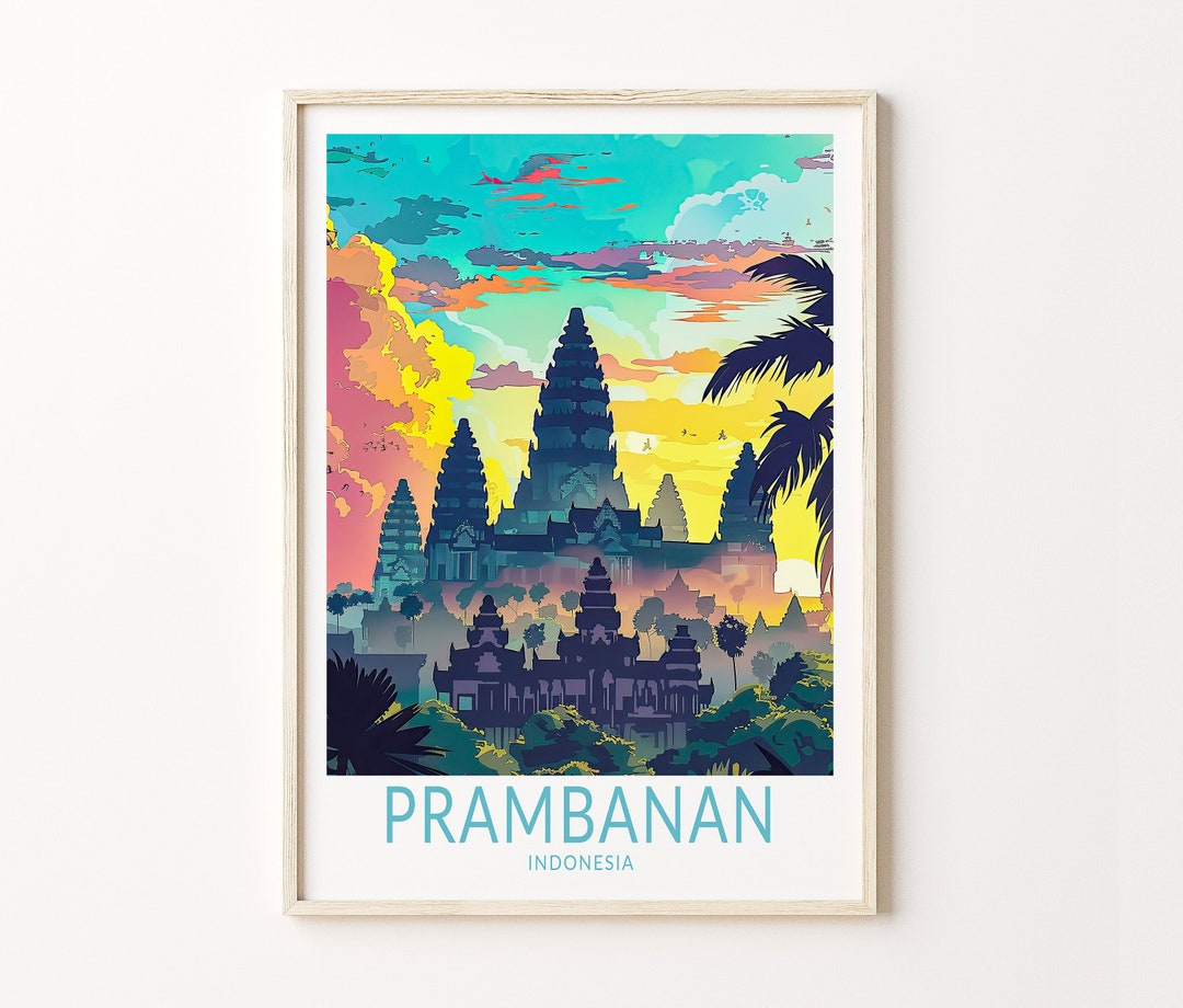 Prambanan Indonesia Travel Poster, Indonesia City Wall Art, Prambanan ...