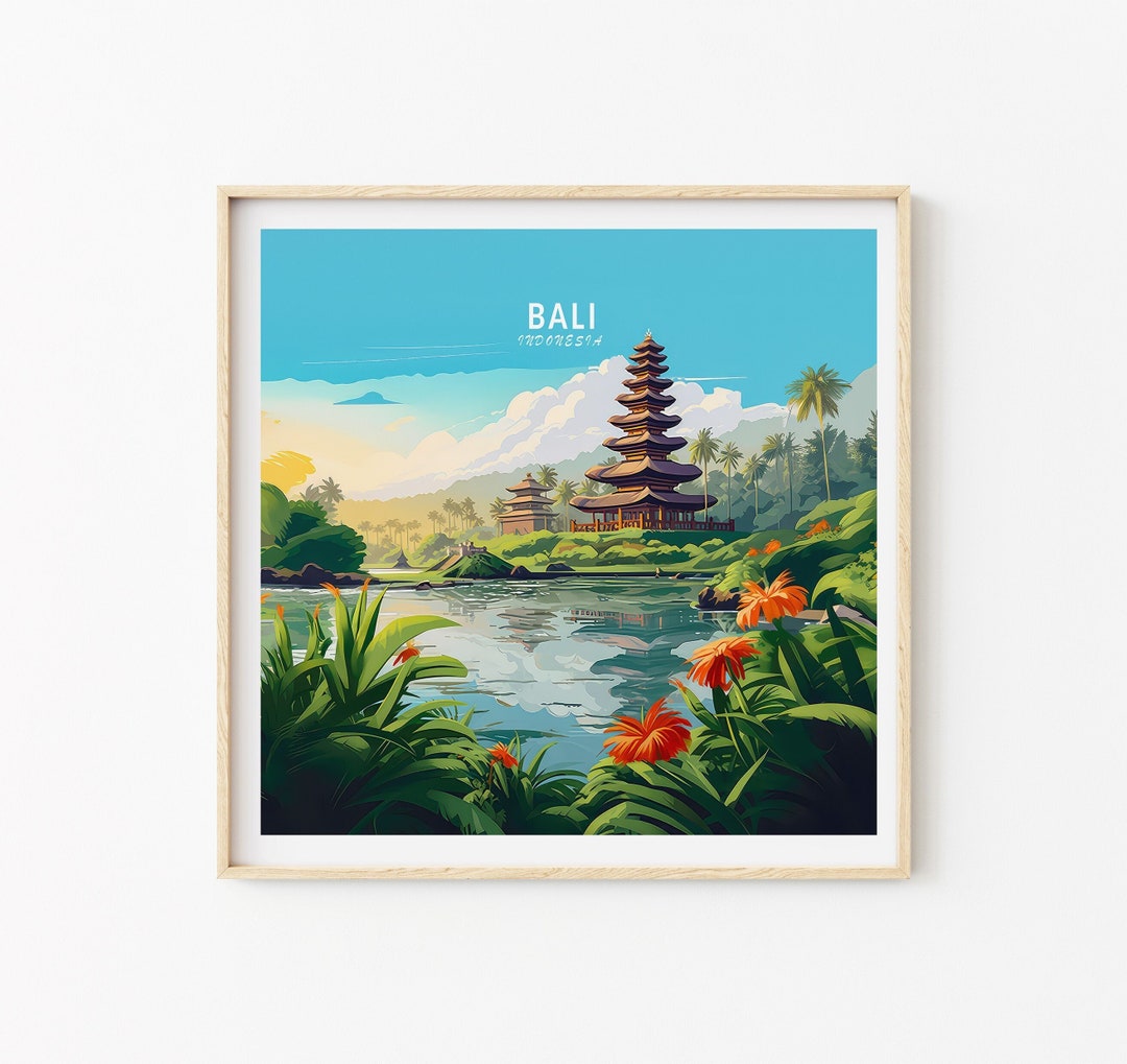 Bali Travel Poster, Indonesia Wall Art, Bali Indonesia Square Wall ...