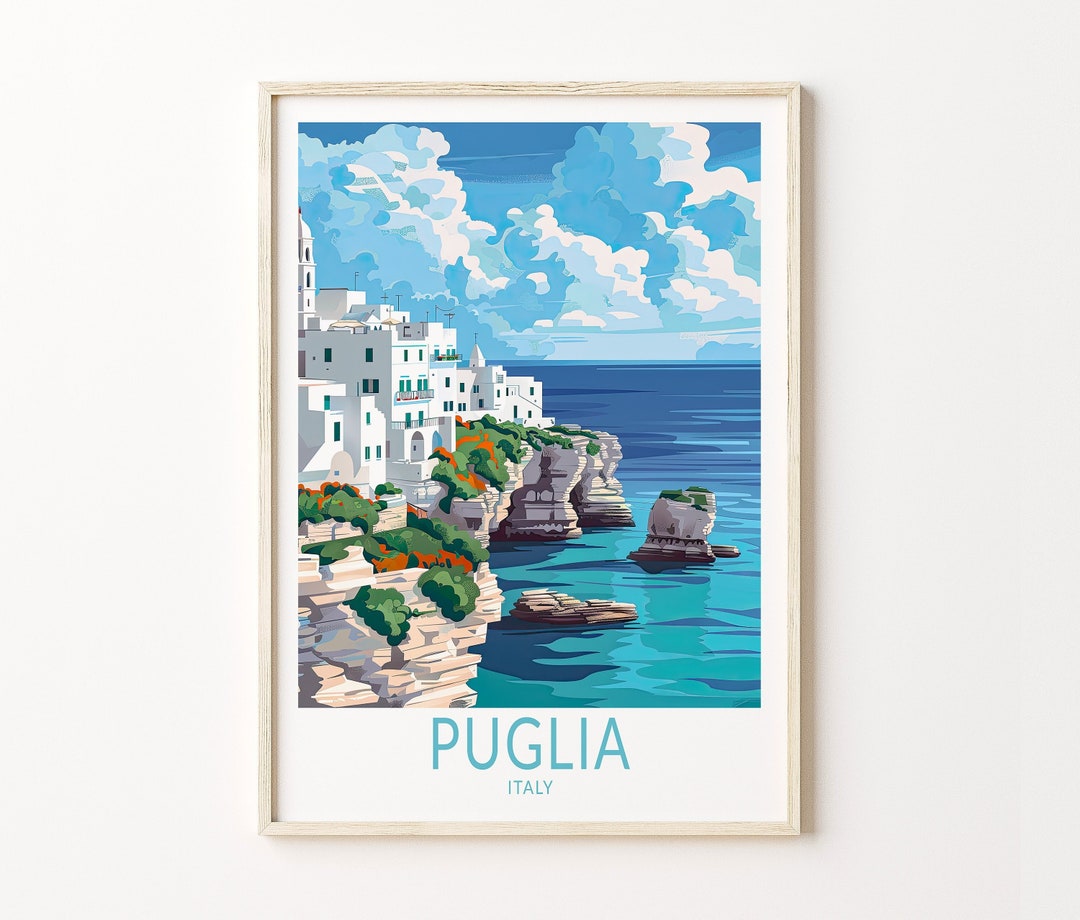 Puglia Print, Italy Puglia Wall Art, Puglia Italy Coast Poster, Custom ...