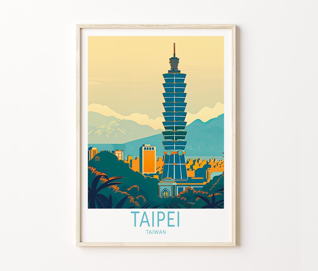 Taipei Taiwan Travel Poster, Taiwan Wall Art, Japan City Poster, Taipei ...