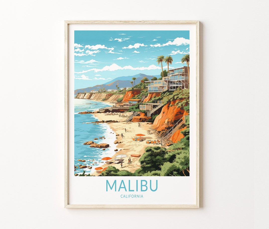 Malibu California Print Wall Art, Malibu California Travel Poster, USA ...