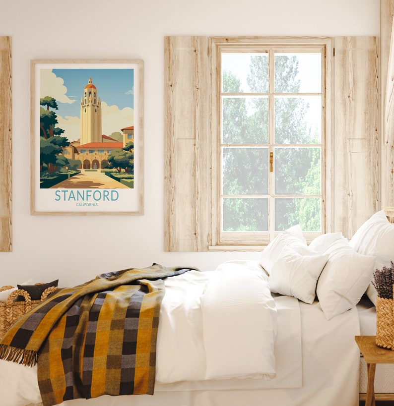 Stanford University Travel Poster, Stanford Travel Wall Art, California ...