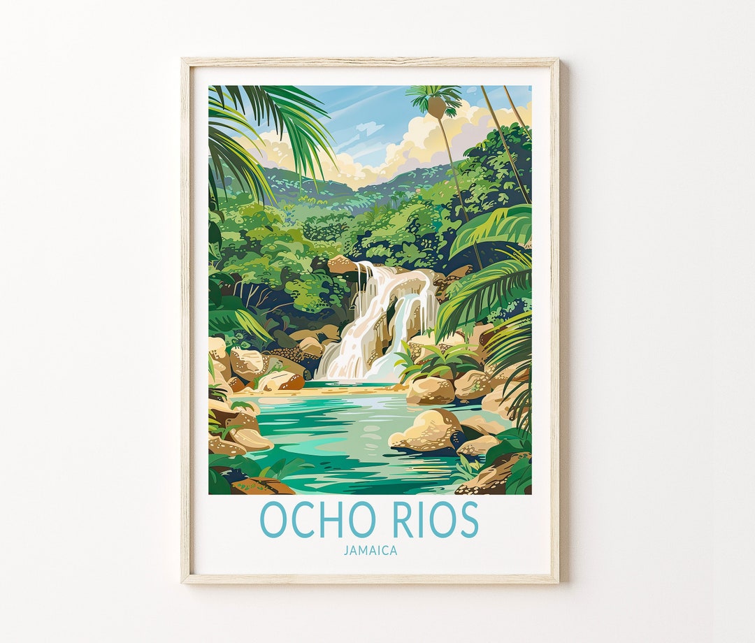 Ocho Rios Travel Poster, Jamaica Print, Ocho Rios Jamaica Wall Art ...