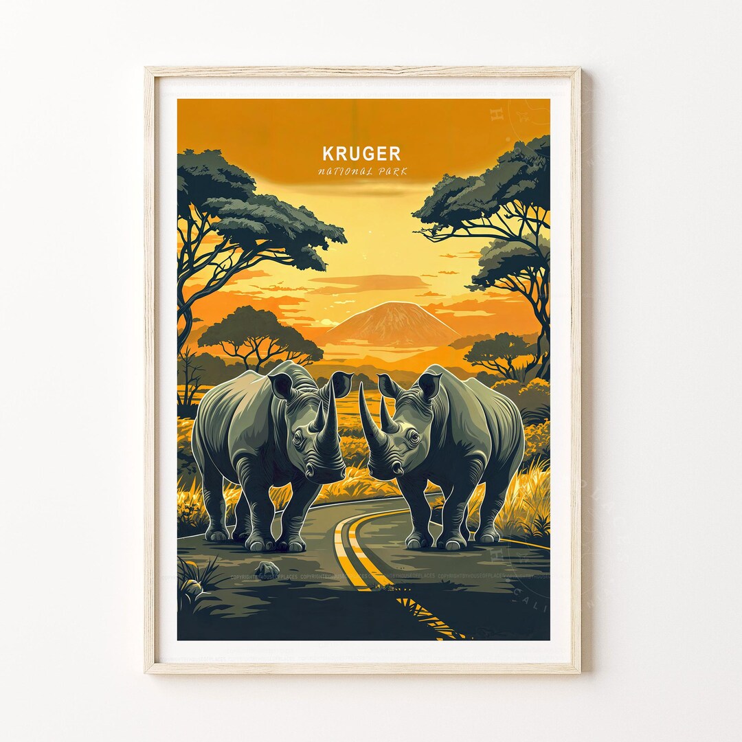 Kruger National Park Travel Poster, National Park Travel Print, Kruger ...