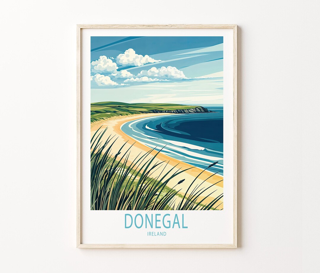 Donegal Ireland Travel Poster, Ireland Wall Art, Donegal Beach Print ...