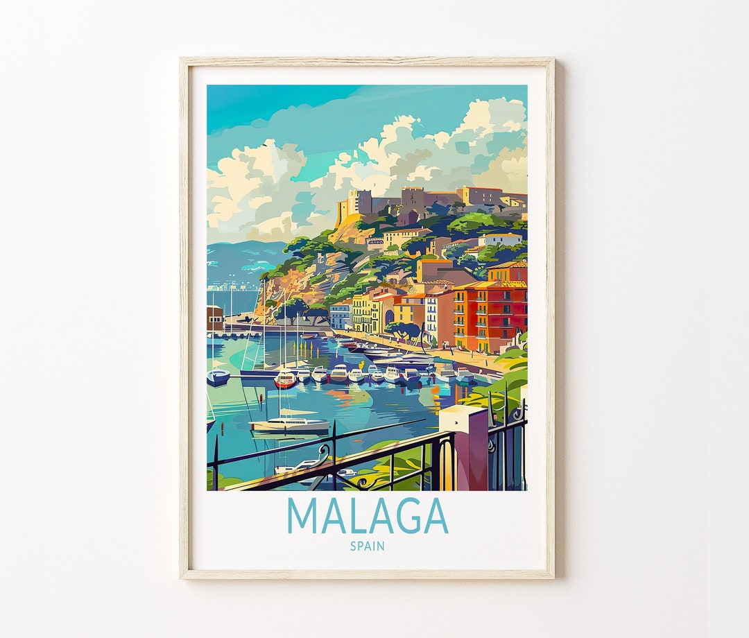 Malaga Spain Travel Poster, Spain Travel Wall Art, Malaga Artwork Print ...