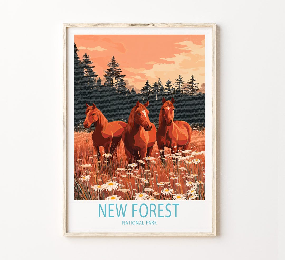 New Forest National Park Travel Poster, National Park Travel Wall Art ...