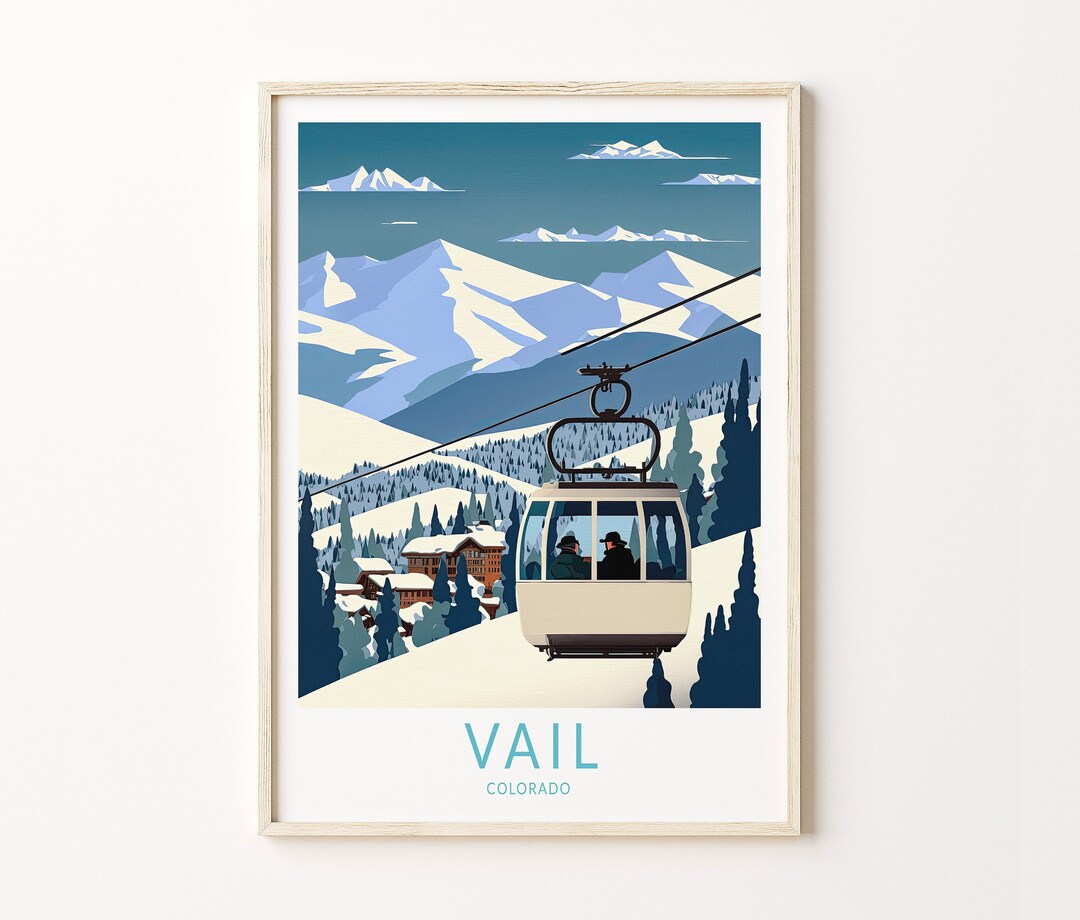 Vail Ski Travel Print, Vail Colorado Travel Poster, Home Decor Wall Art ...