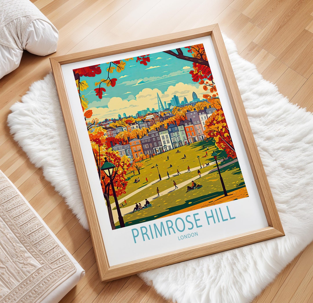 Primrose Hill Travel Poster, UK London Wall Art, Primrose Hill London ...