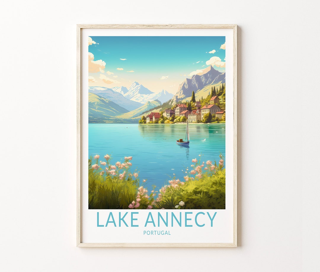 Lake Annecy Travel Print, Lake Annecy Poster Print, Lake Annecy France ...