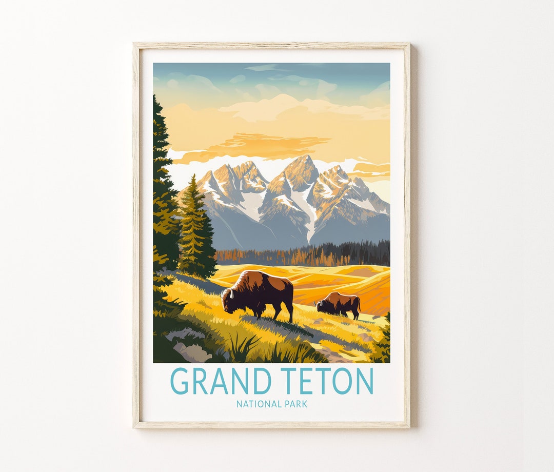 Grand Teton Travel Poster, Grand Teton Poster, National Parks Postcard ...