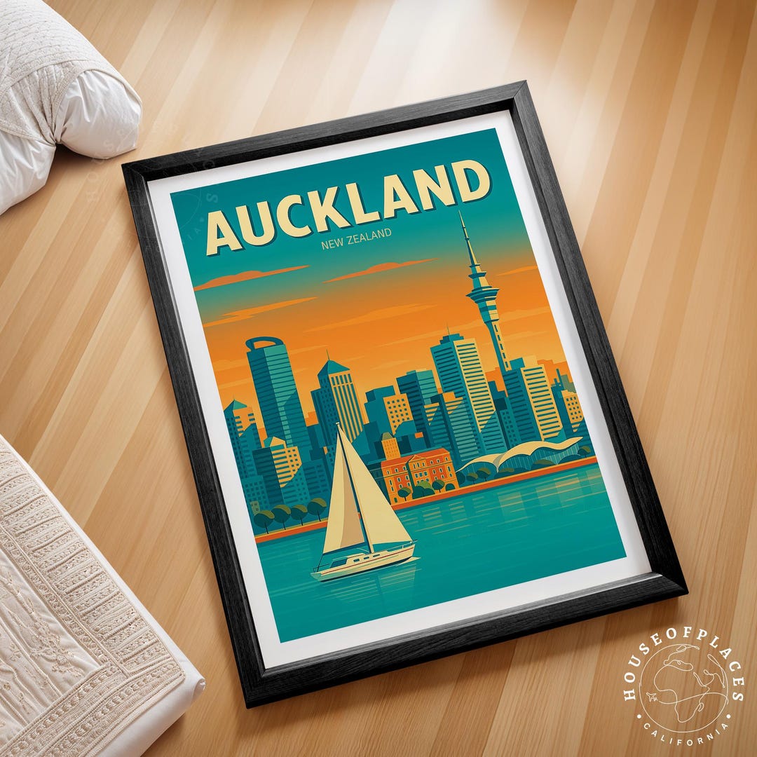 Auckland New Zealand Travel Poster, New Zealand Travel Print, New ...