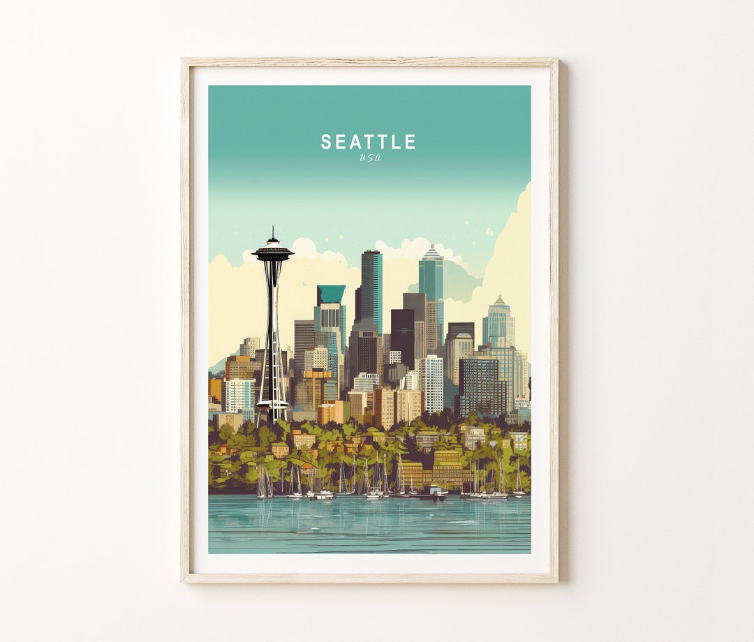 Seattle Travel Print, Seattle Washington Travel Poster Print, Seattle ...