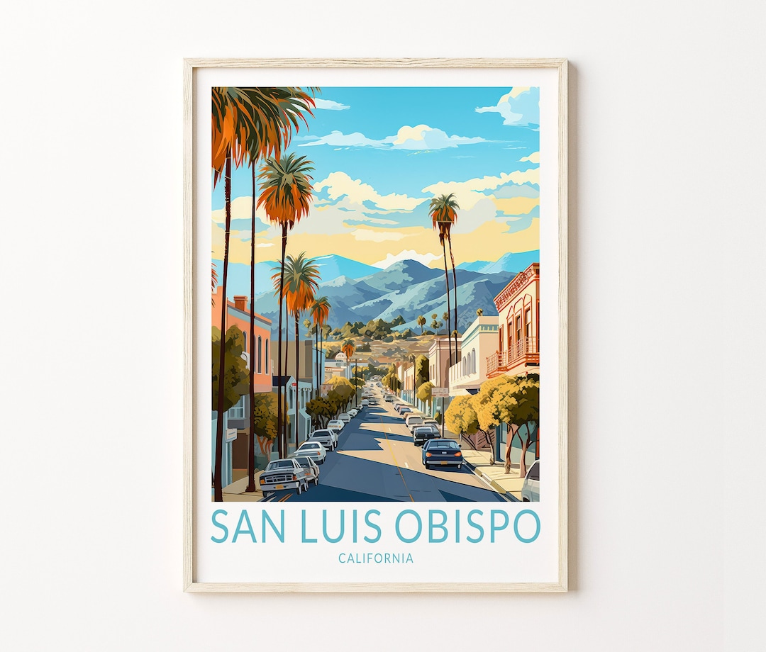 San Luis Obispo Travel Print, California San Luis Obispo Poster, CAL ...