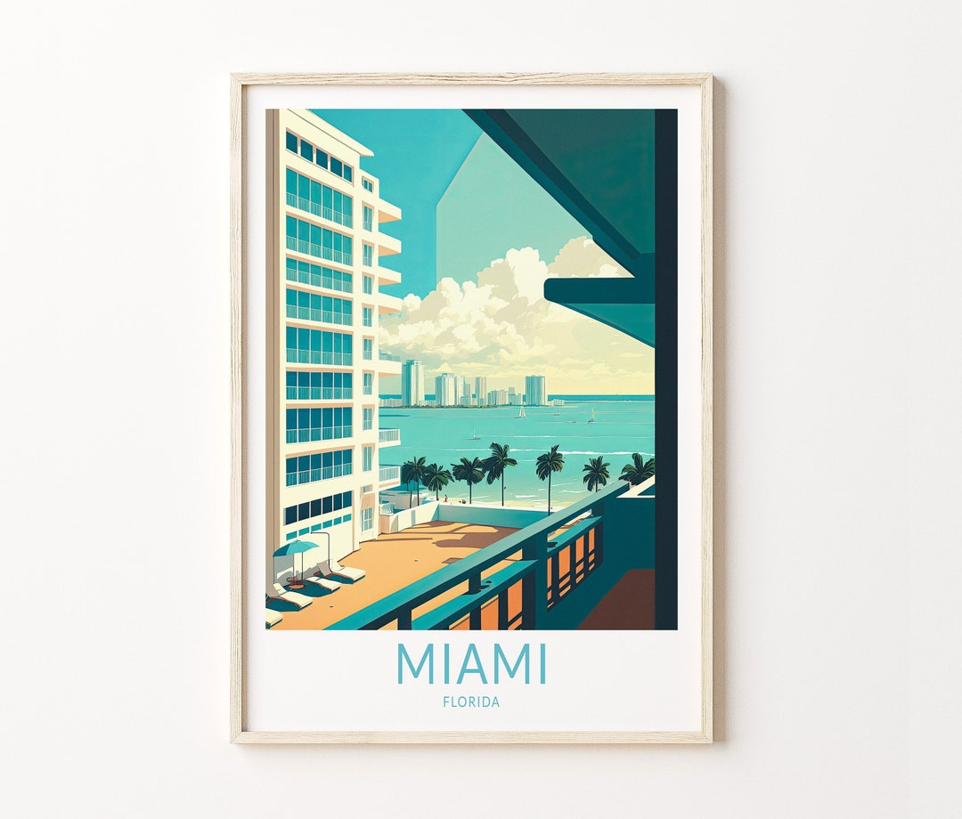Miami Florida Travel Print Wall Art, Miami Travel Poster, Florida ...