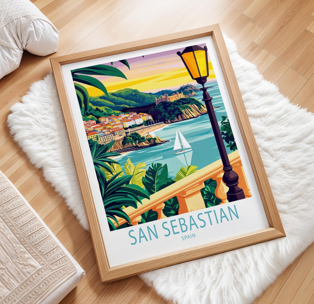 San Sebastian Spain Travel Poster, Donostia Wall Art Print Spain Travel ...