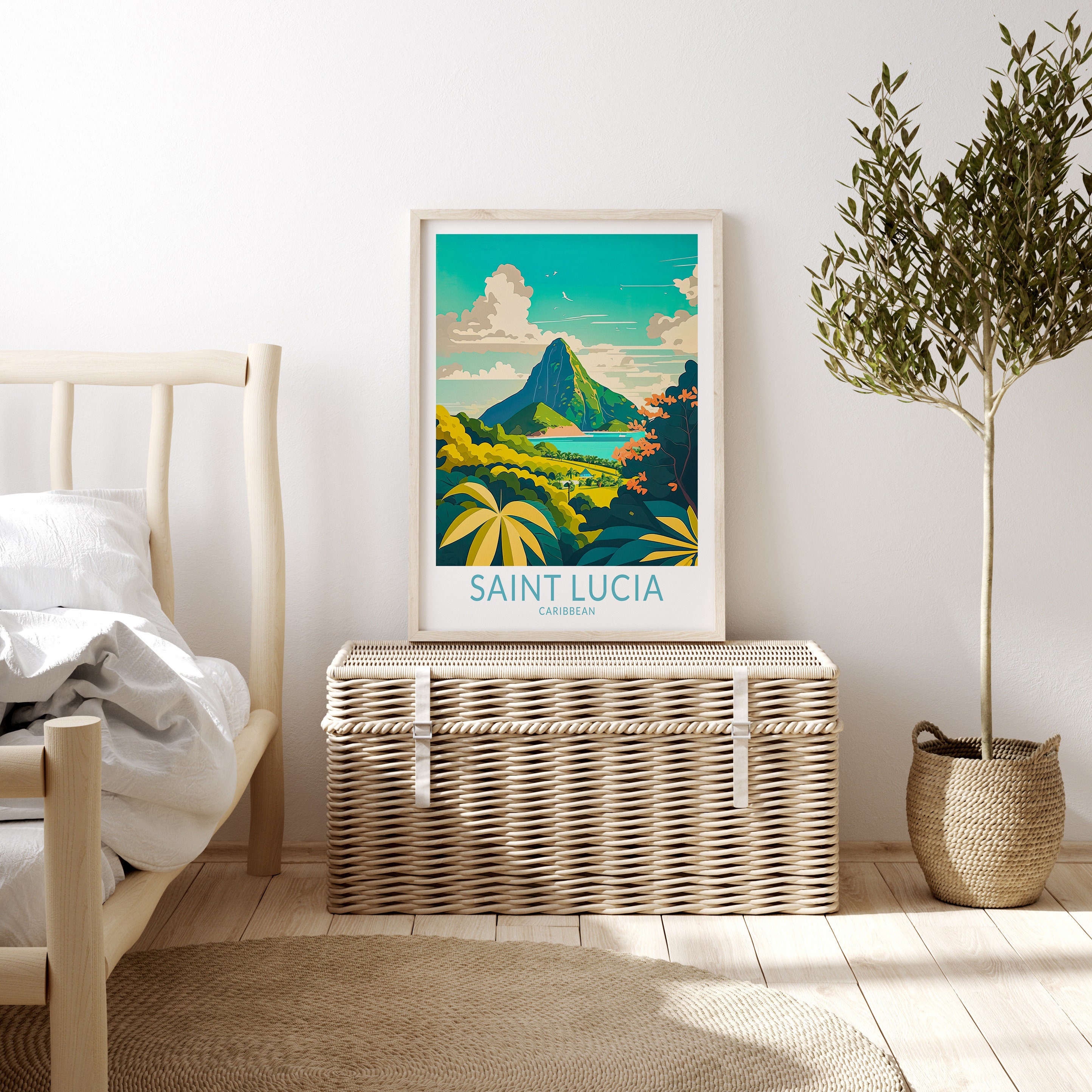 Saint Lucia Travel Poster, Caribbean Island Poster Print, Caribbean ...