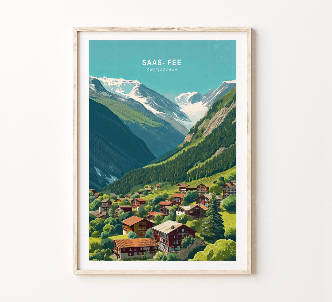 Saas-fee Travel Poster, Switzerland Travel Wall Art, Saas-fee ...