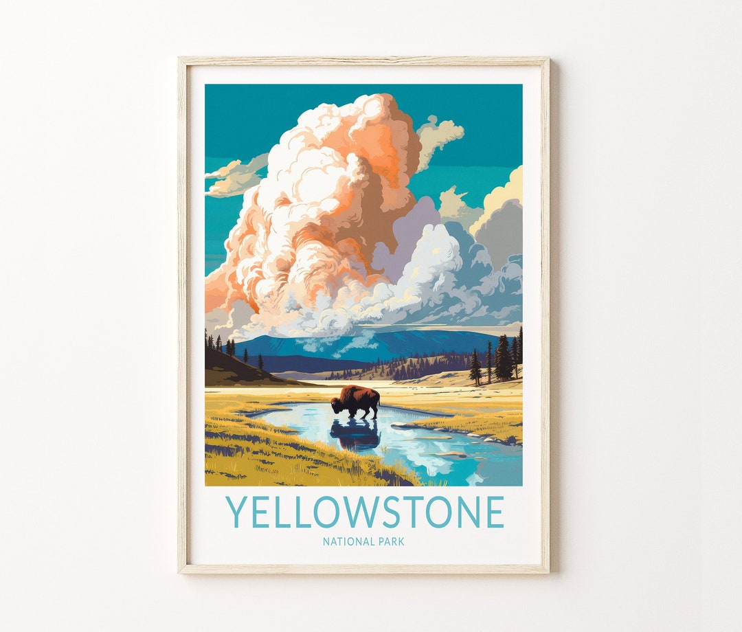 Yellowstone National Park Print Wall Art, Yellowstone Wyoming Poster ...