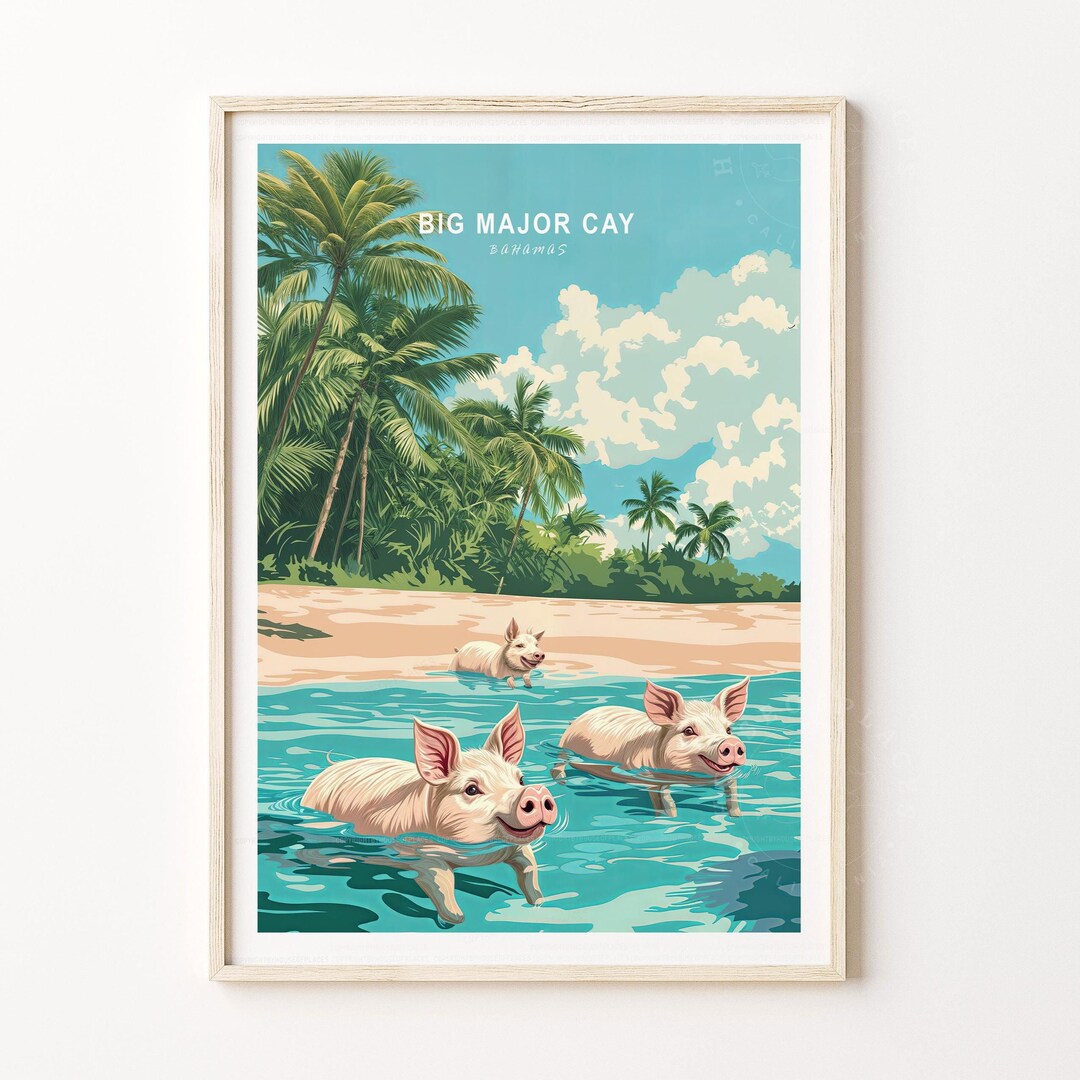 Big Major Cay Bahamas Travel Poster, Bahamas Travel Wall Art, Big Major ...