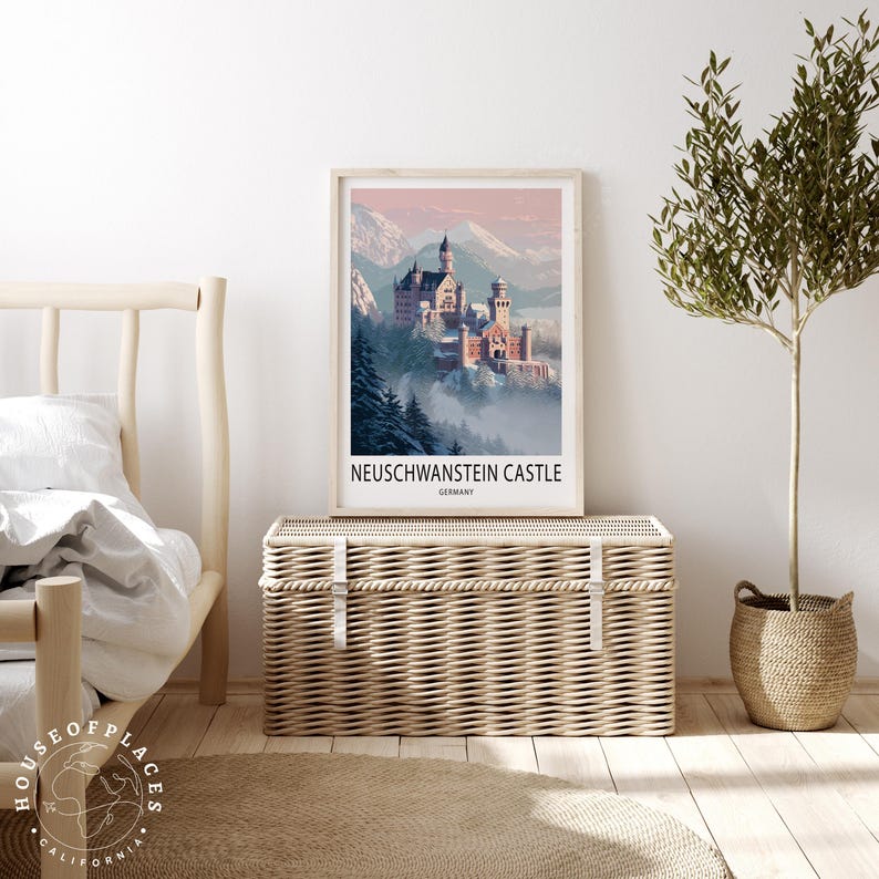 Neuschwanstein Castle Travel Poster Print, Germany Fairytale Wall Art ...