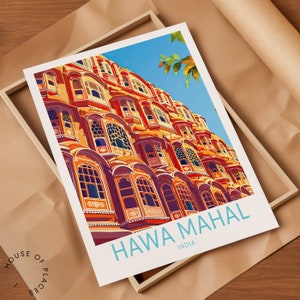 Hawa Mahal Travel Poster, India Wall Art Print, Hawa Mahal Palace ...