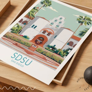 San Diego State University, SDSU School Poster, University Campus Wall ...