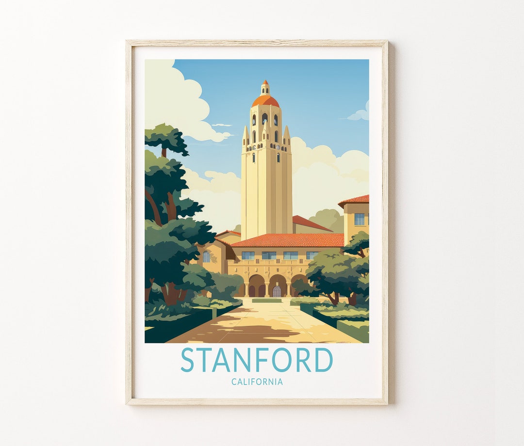 Stanford University Travel Poster, Stanford Travel Wall Art, California ...