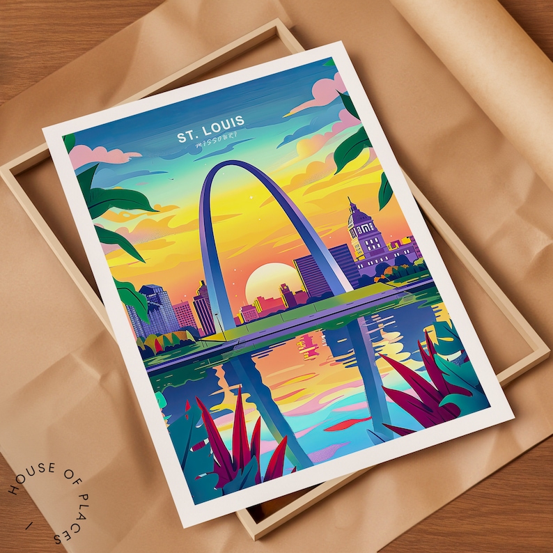 St. Louis Print, Missouri Wall Art, St. Louis Missouri Sunset Poster ...