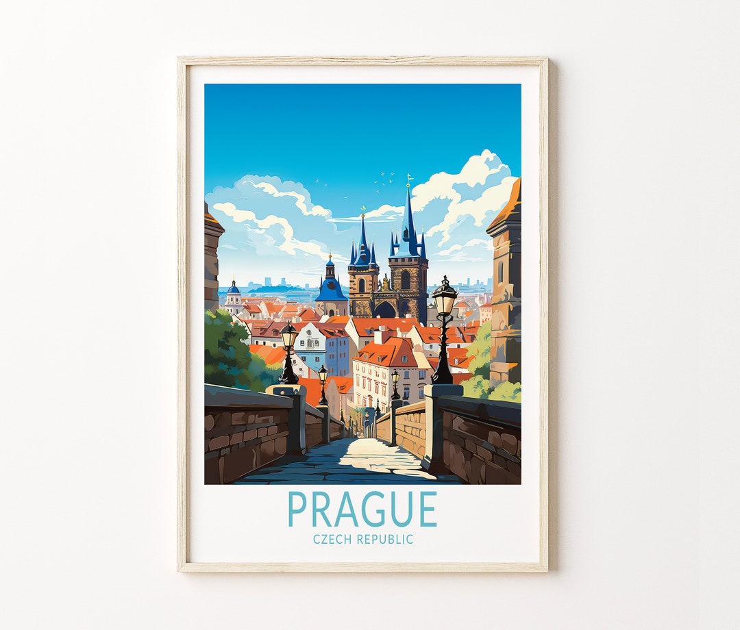 Prague Travel Poster, Prague Poster Print, Custom Travel Wall Art ...