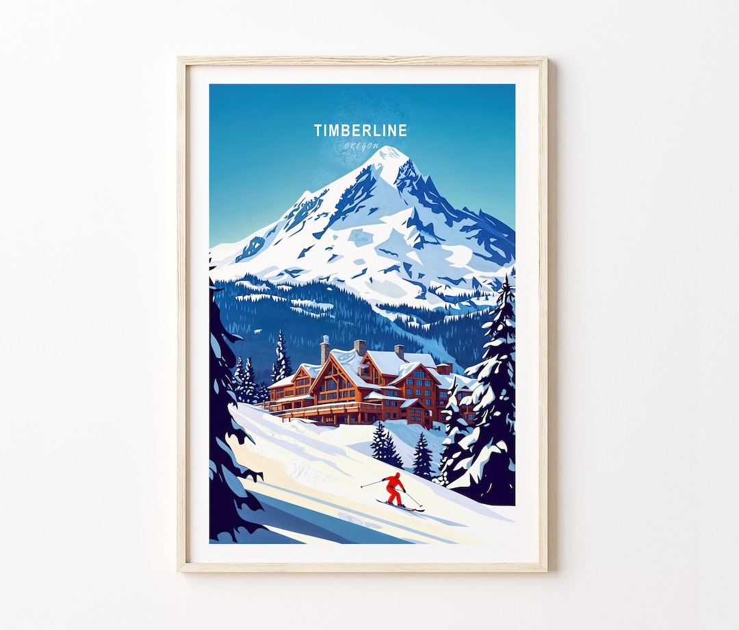 Timberline Ski Poster, Timberline Lodge Oregon Travel Wall Art, Oregon ...