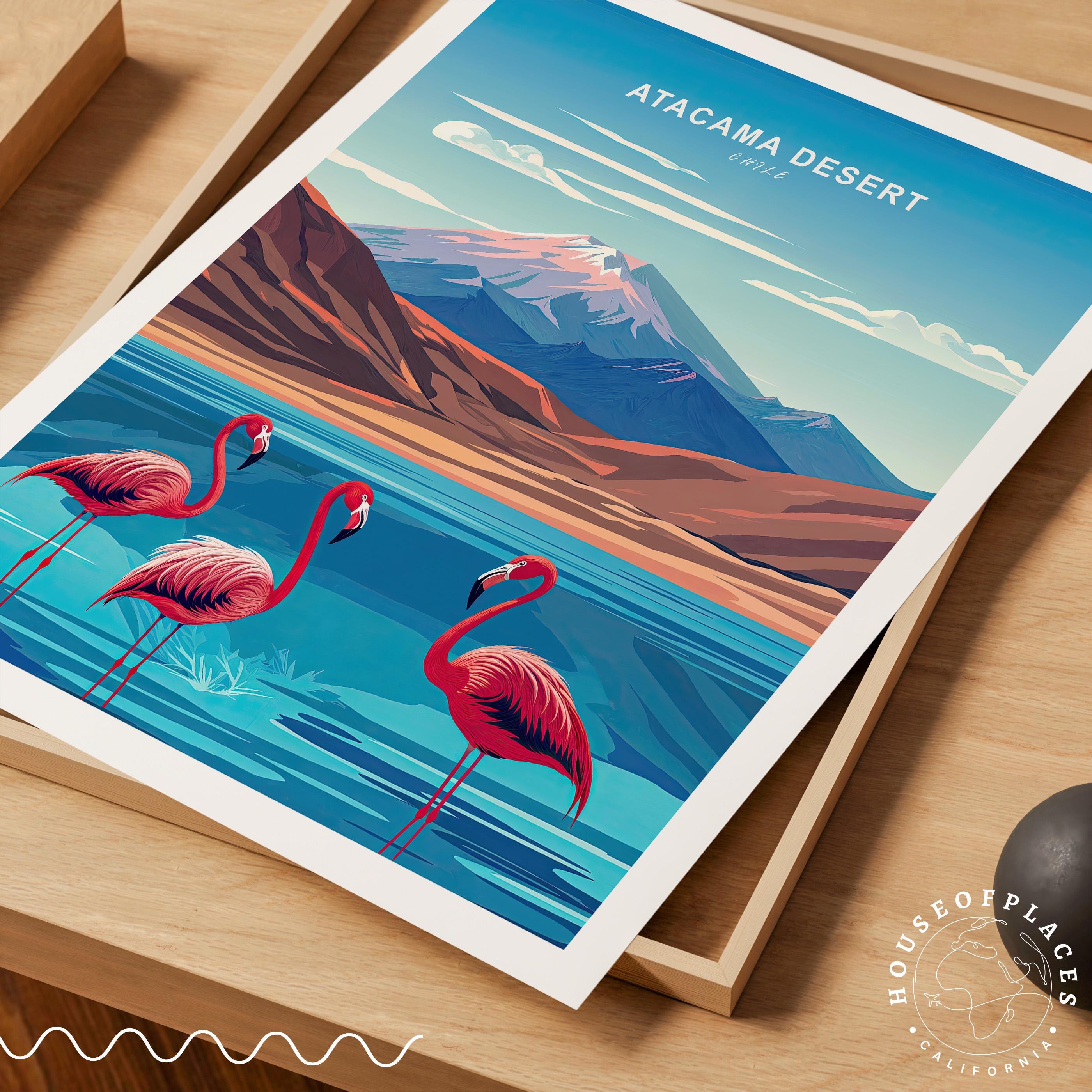 South America Atacama Desert Travel Poster, Chile Desert Print, Atacama ...