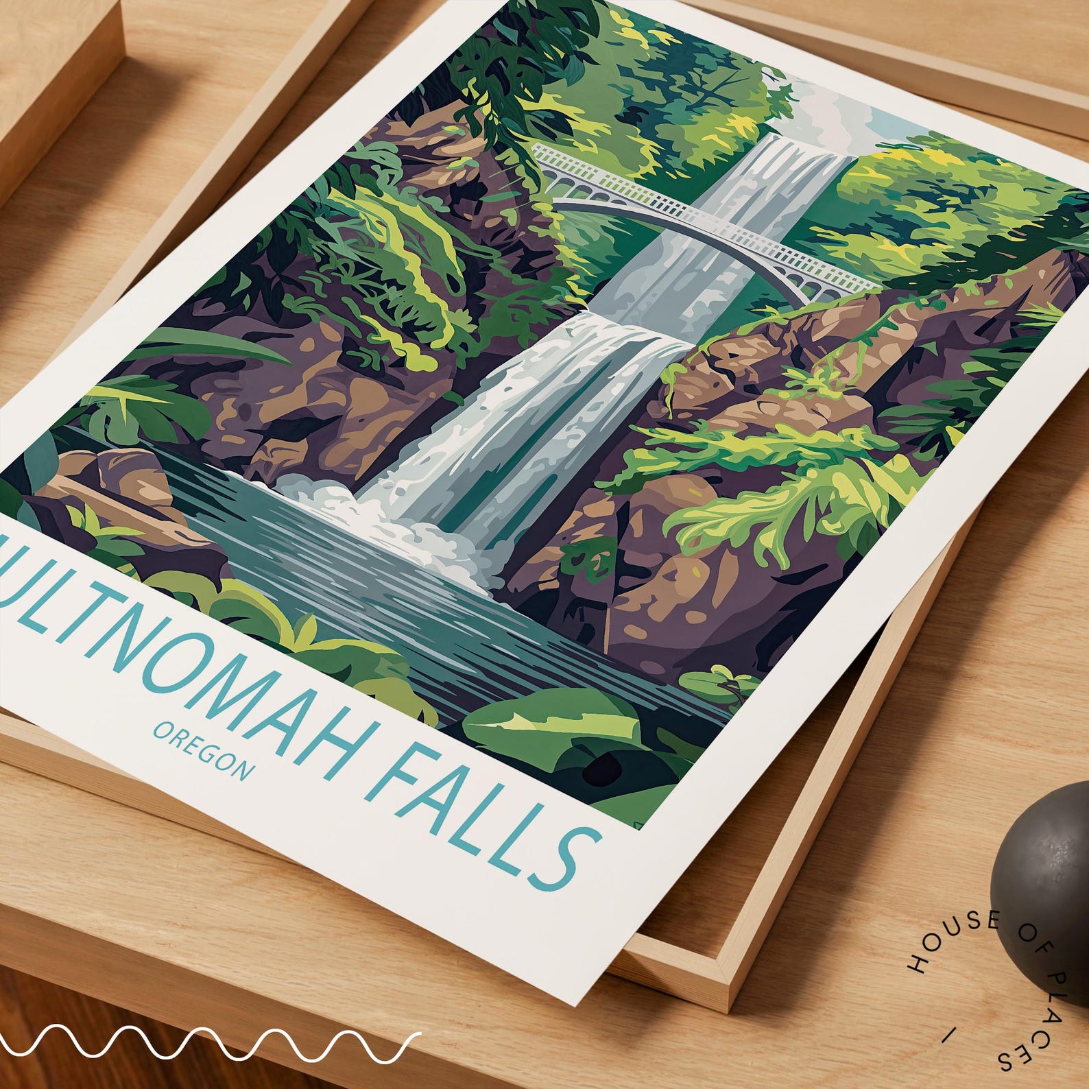 Multnomah Falls Travel Poster, Multnomah Falls Oregon Wall Art, Oregon ...