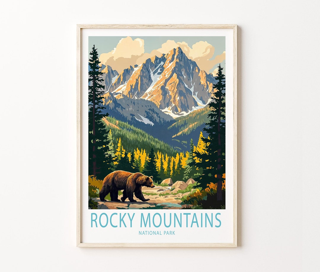Rocky Mountains Poster, Rocky Mountains National Park Travel Wall Art ...