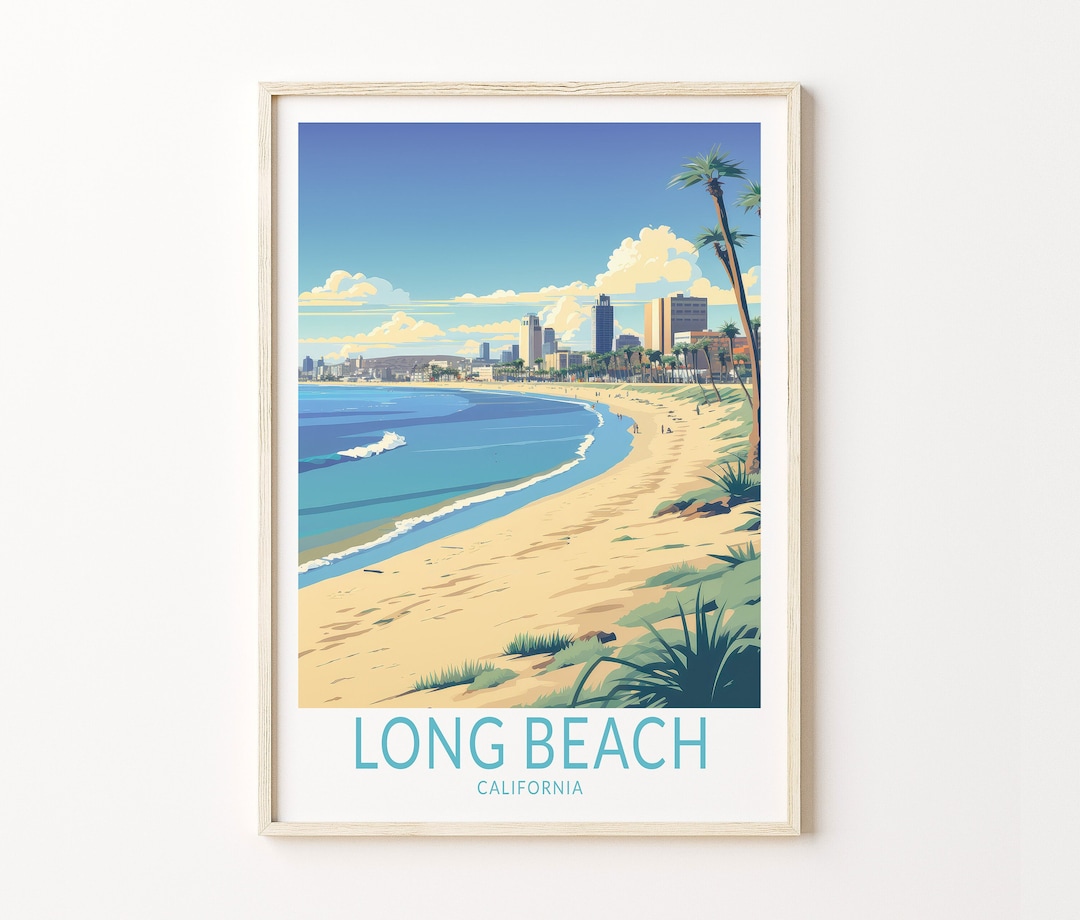 Long Beach Travel Print, California Long Beach Poster, Travel Wall Art ...