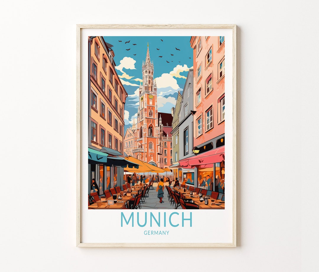 Munich Germany Travel Poster Wall Art, Munich Germany Travel Poster ...