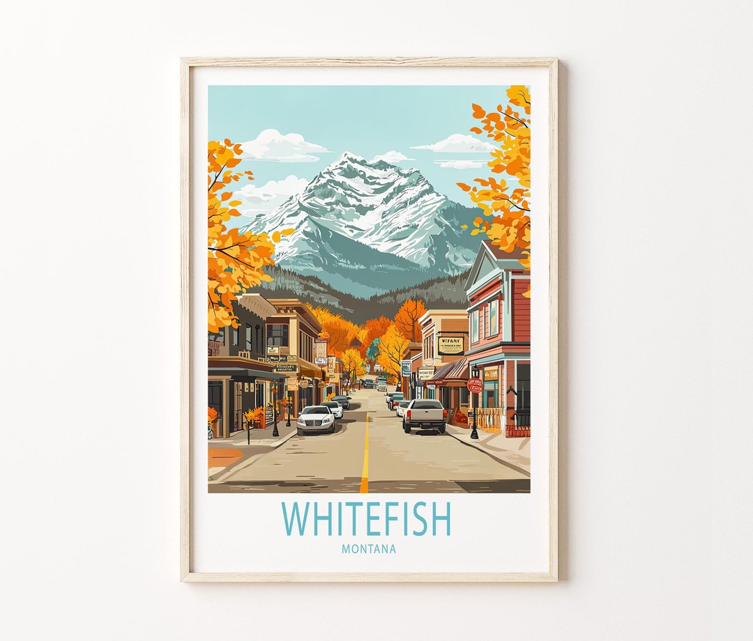 Whitefish Montana Travel Poster, Montana Travel Wall Art, Whitefish ...
