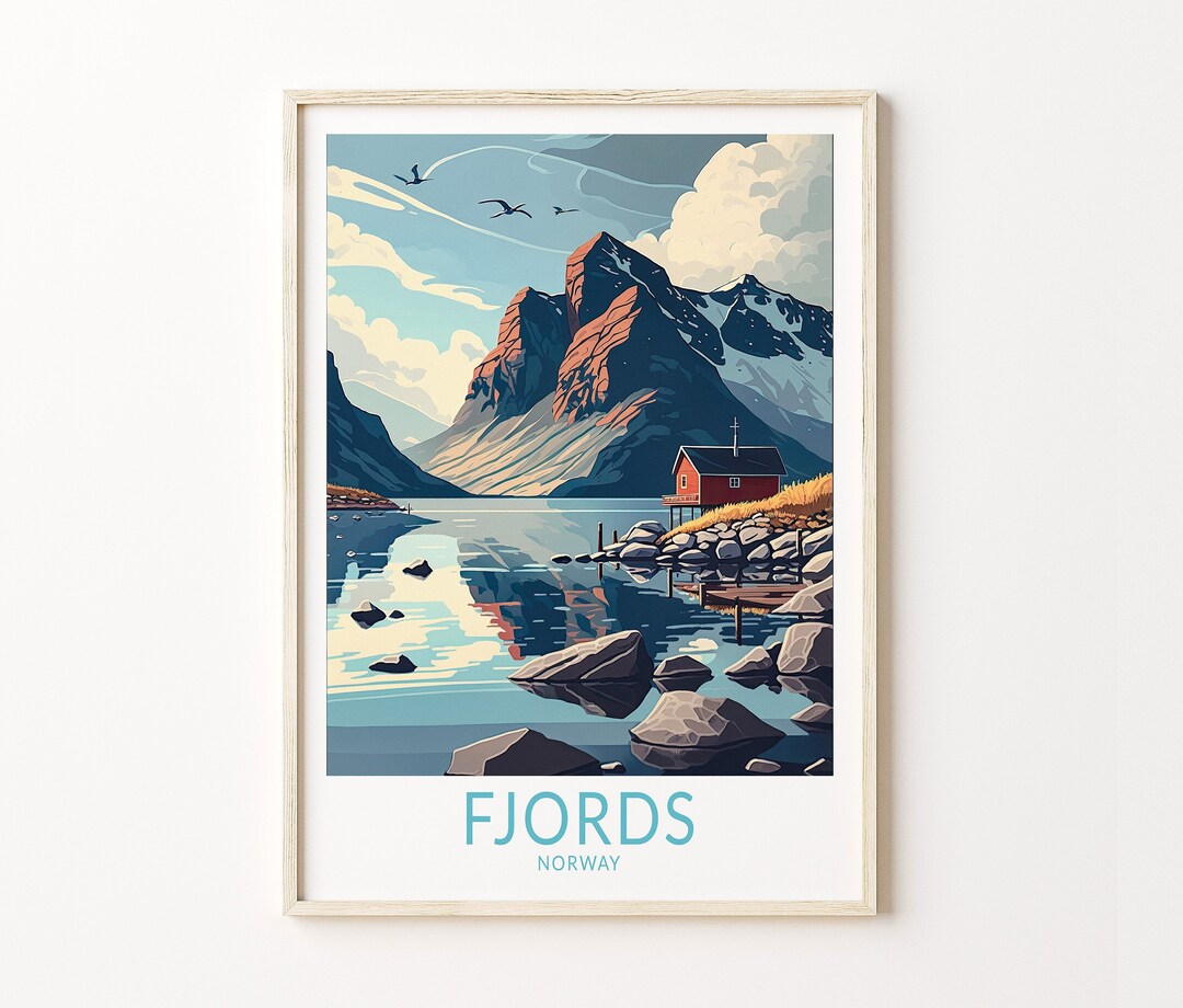 Fjords Norway Travel Poster, Fjords Poster Print, Fjords Norway Wall ...