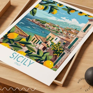 Sicily Italy Travel Poster, Sicily Island Coast Poster, Italy City ...