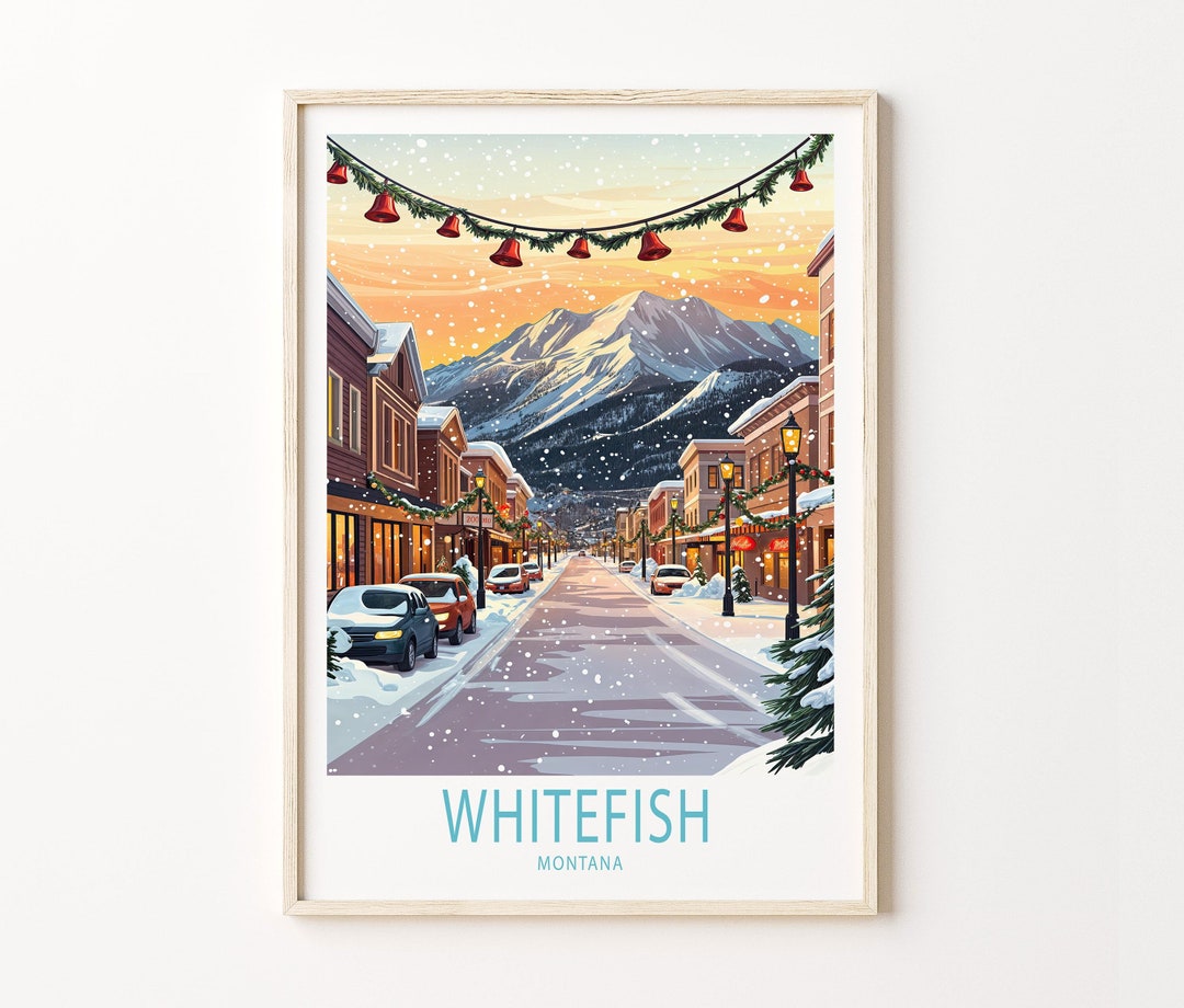 Whitefish Montana Poster, Whitefish Travel Wall Art, Montana Travel ...