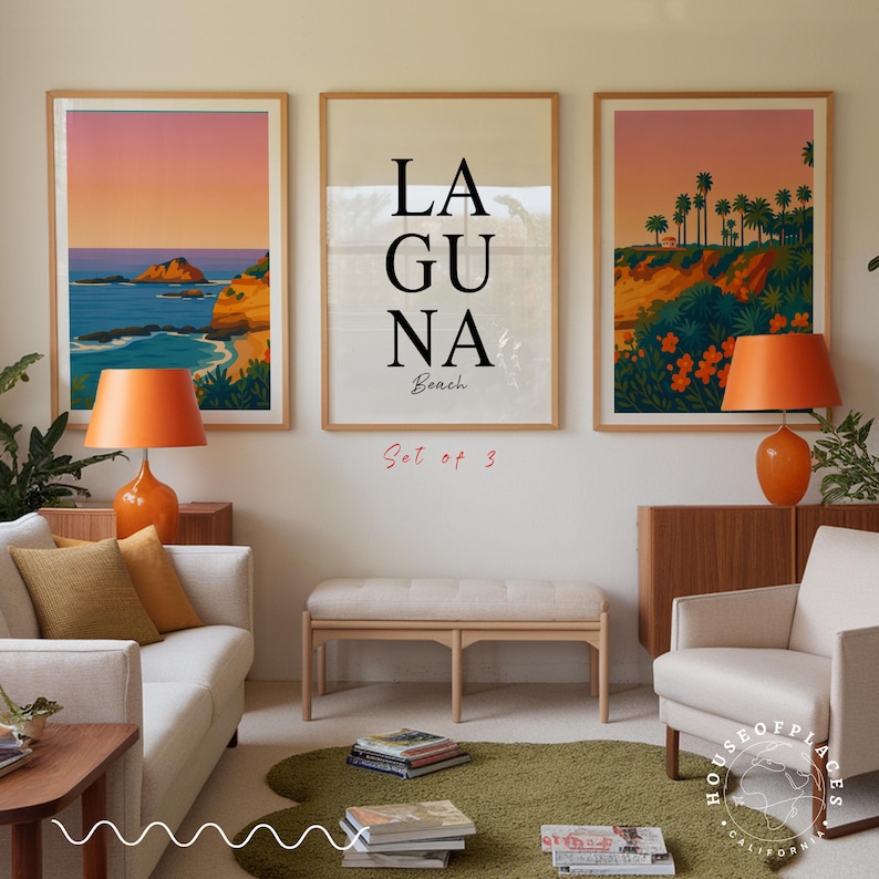 Set of 3 Laguna Beach Wall Art, Bundle Wall Decor, Travel Poster ...