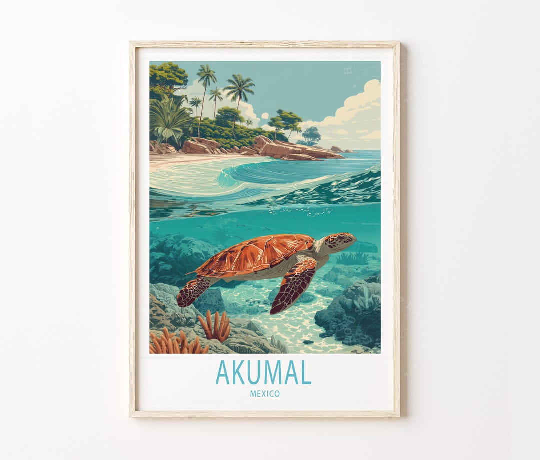 Akumal Travel Poster, Mexico Wall Art, Akumal Print, Home Decor ...