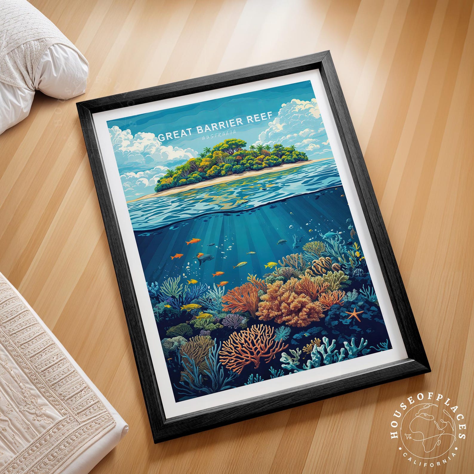 Great Barrier Reef Wall Art Print, Australia Travel Print, Great ...