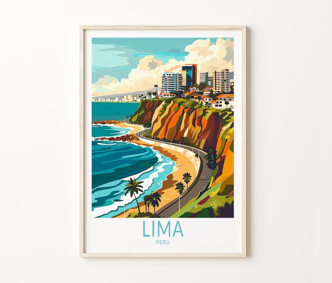 Lima Peru Poster, Peru Travel Wall Art, Lima Print, Peru Lima Coast ...