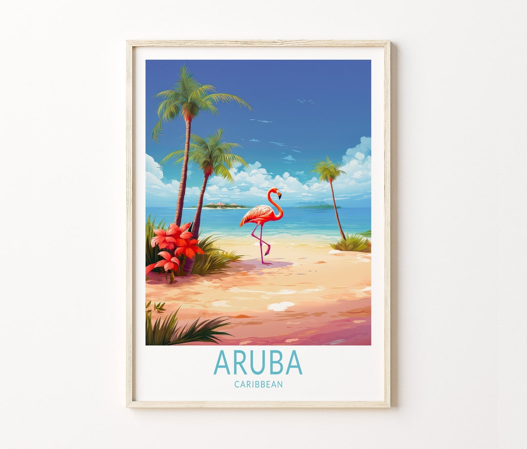 Aruba Beach Travel Poster, Aruba Caribbean Poster Print, Aruba ...