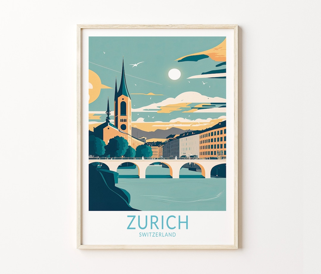 Zurich Switzerland Travel Poster Wall Art, Zurich Poster, Zurich Travel ...
