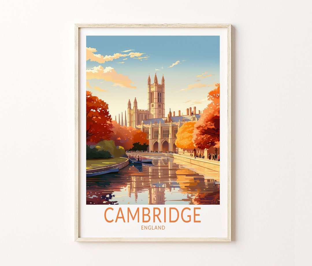 Cambridge England Travel Poster, Cambridge UK Travel Poster Print ...